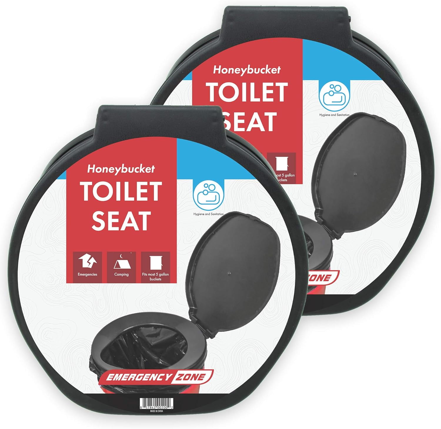 [2 Pack] Emergency Zone Honey Bucket Style Toilet Seat for 5 Gallon ...