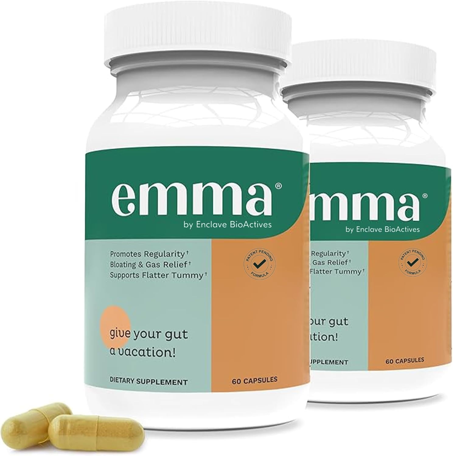 2 Pack Emma Digestive Supplement 120 Caps – Gas Fix, Bloating Reduction ...