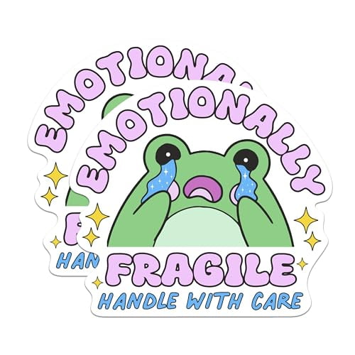 (2 Pack) Emotionally Fragile Handle with Care Stickers - Funny Gen Z ...