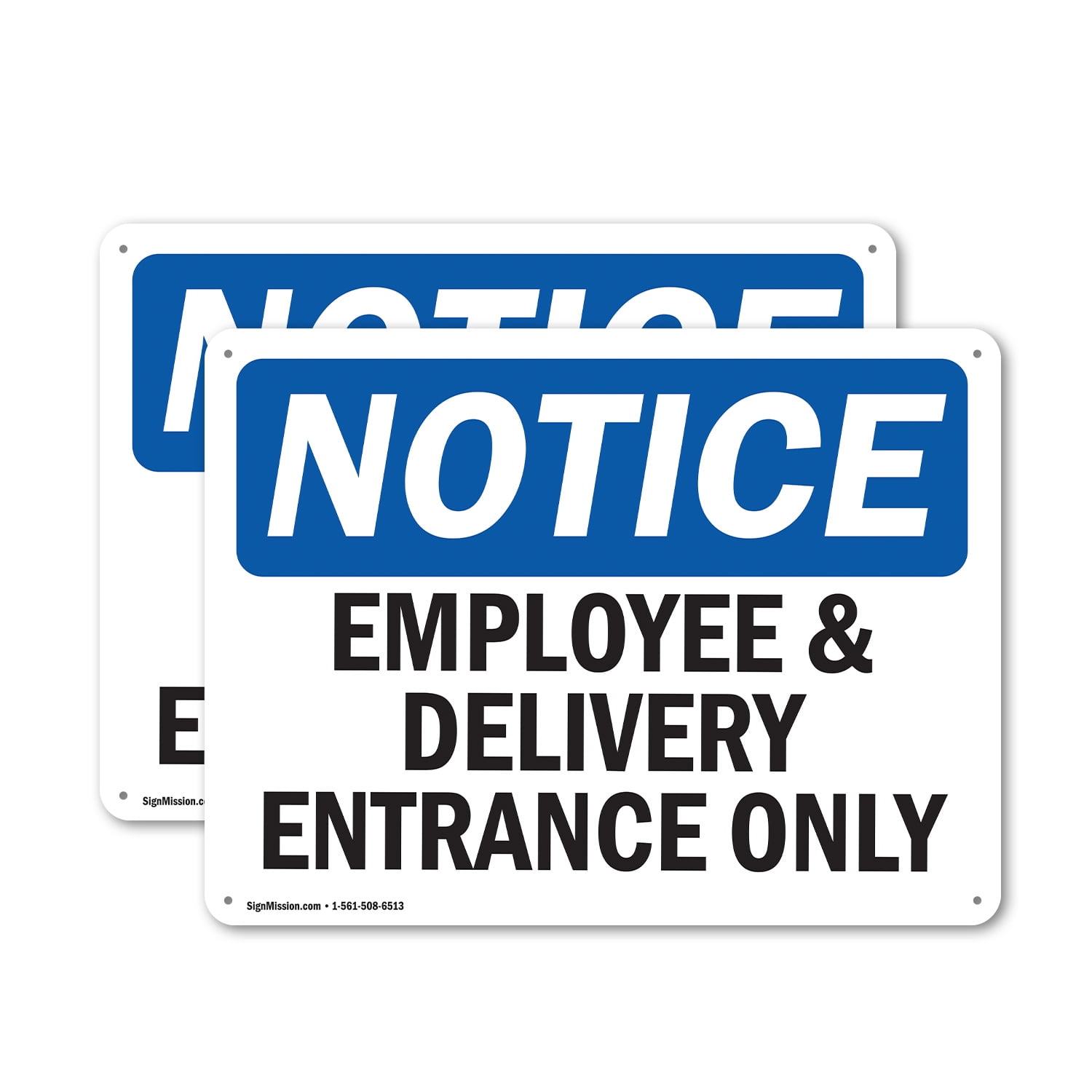(2 Pack) Employee And Delivery Entrance Only OSHA Notice Sign 14 Inch X ...