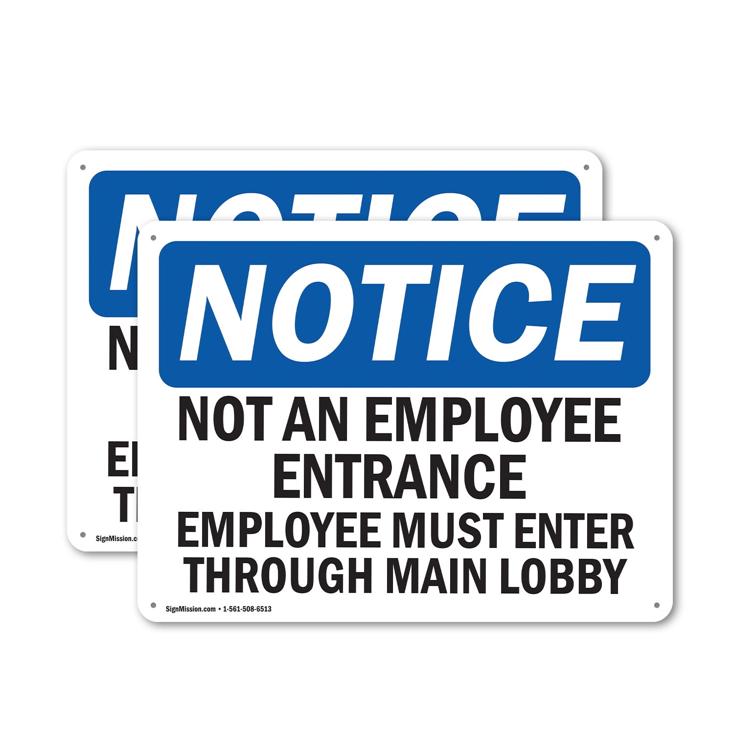 (2 Pack) Not An Employee Entrance Employees Must OSHA Notice Sign 14 ...