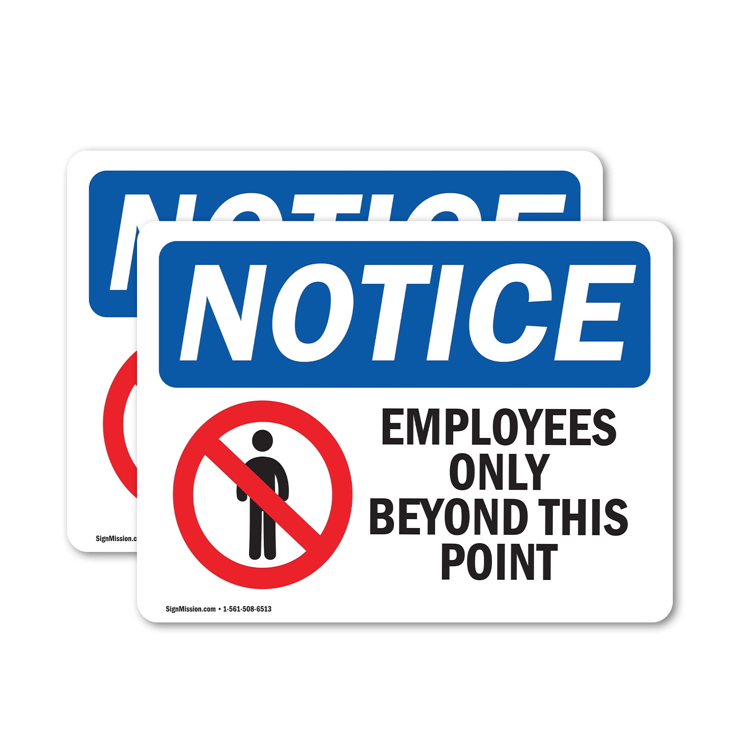 (2 Pack) Employees Only Beyond This Point OSHA Notice Sign 10 Inch X 7 ...