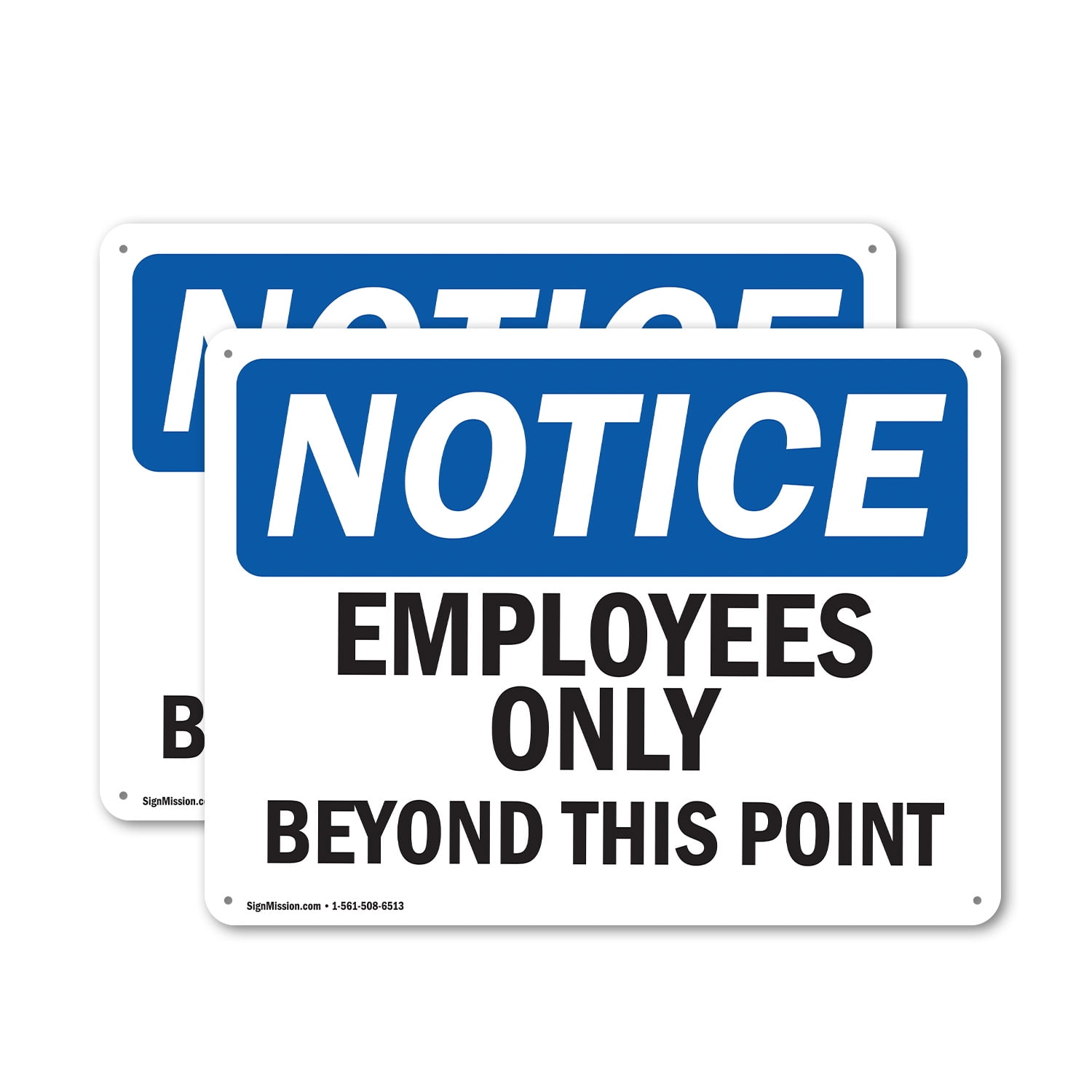 (2 Pack) Employees Only Beyond This Point OSHA Notice Sign 18 Inch X 12 ...
