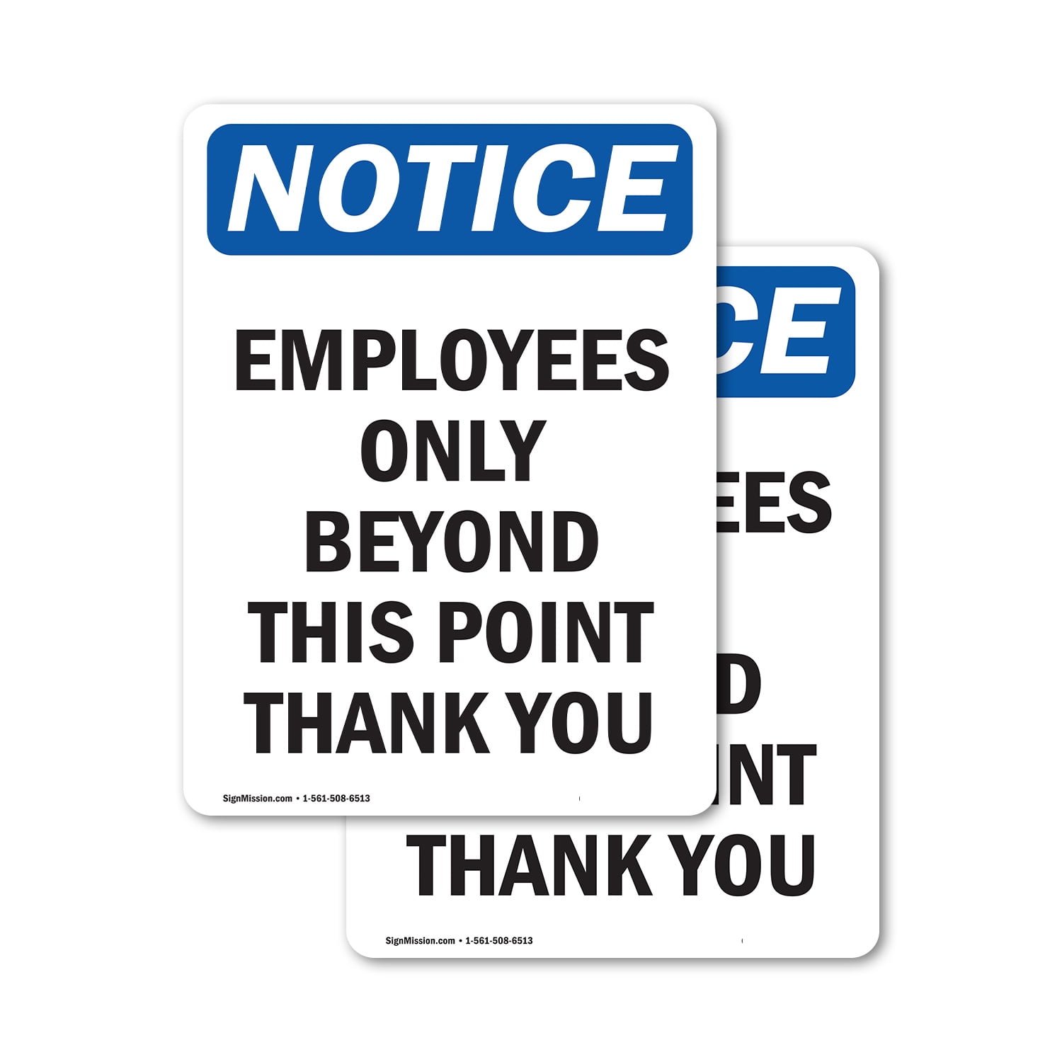 (2 Pack) Employees Only Beyond This Point OSHA Notice Sign 18 Inch X 24 ...