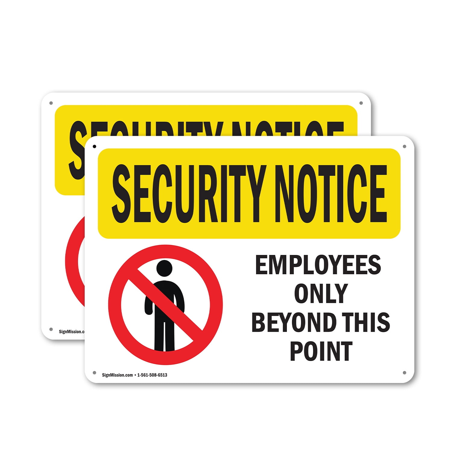 (2 Pack) Employees Only Beyond This Point OSHA Security Notice Sign 10 ...