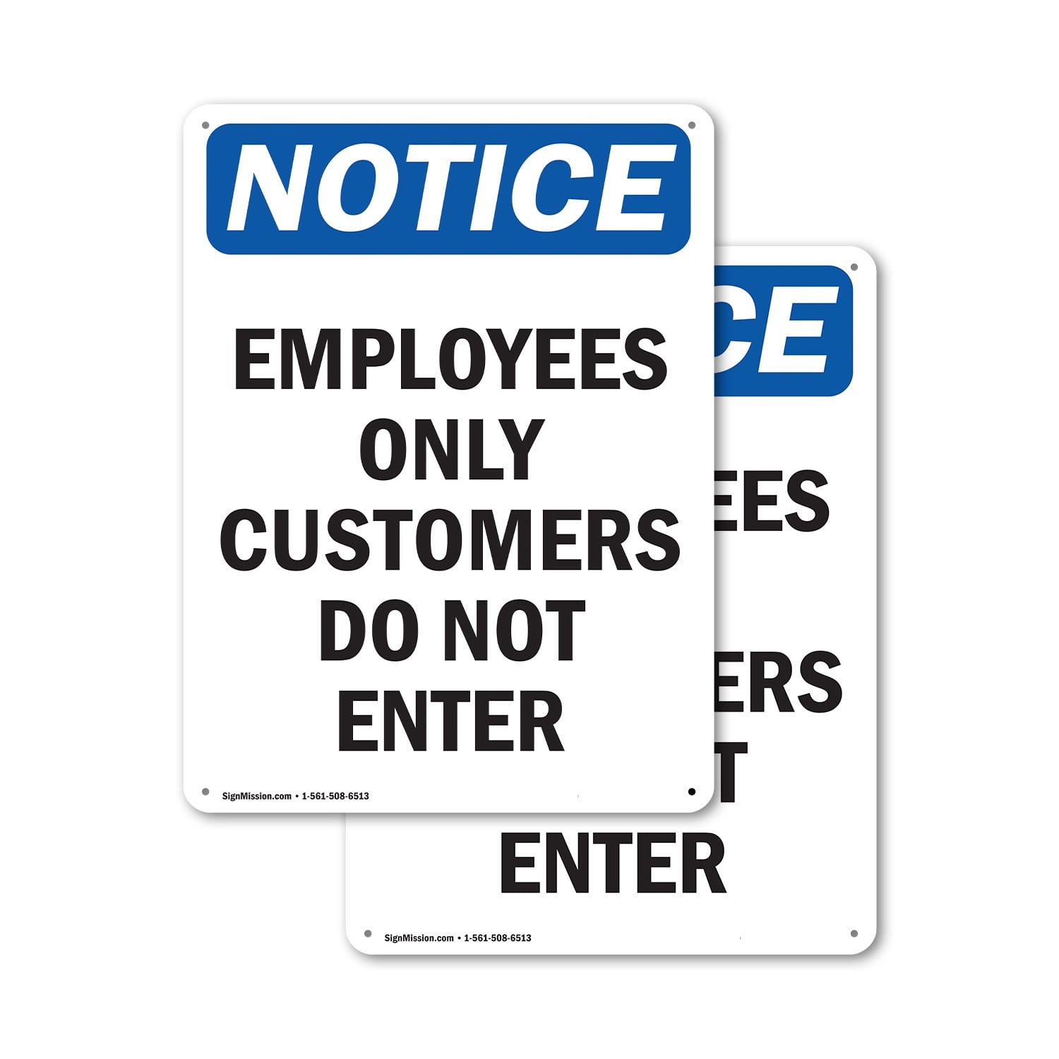(2 Pack) Employees Only Customers Do Not Enter OSHA Notice Sign 12 Inch ...