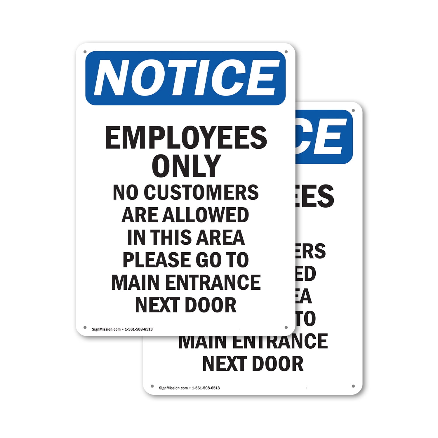 (2 Pack) Employees Only No Customers Are OSHA Notice Sign 18 Inch X 24 ...