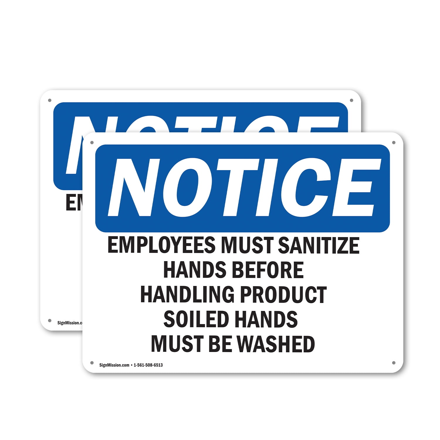 (2 Pack) Employees Must Sanitize Hands Before Handling OSHA Notice Sign ...