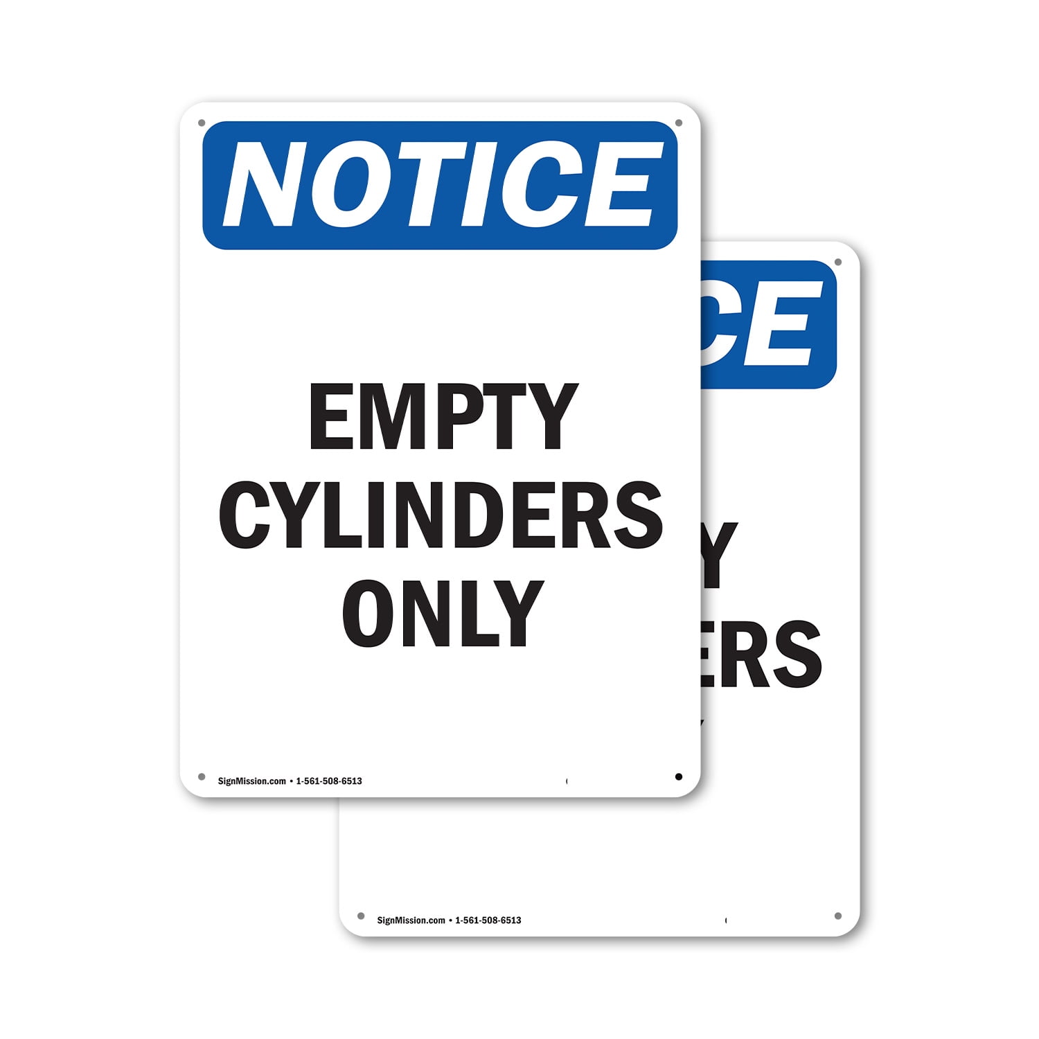 (2 Pack) Empty Cylinders Only OSHA Notice Sign 12 Inch X 18 Inch Indoor ...