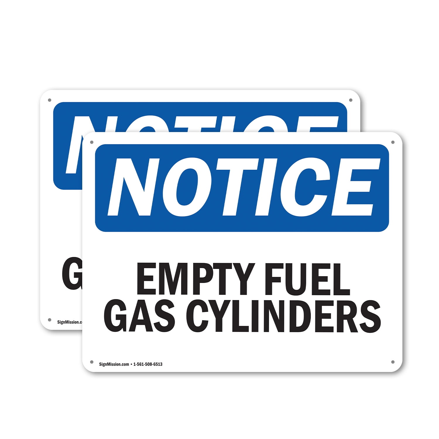 (2 Pack) Empty Fuel Gas Cylinders OSHA Notice Sign 10 Inch X 7 Inch ...