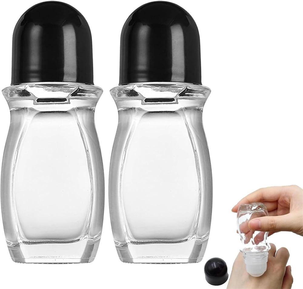 2 Pack Empty Rollerball Bottles with Plastic Rollerballs,Glass Massage ...