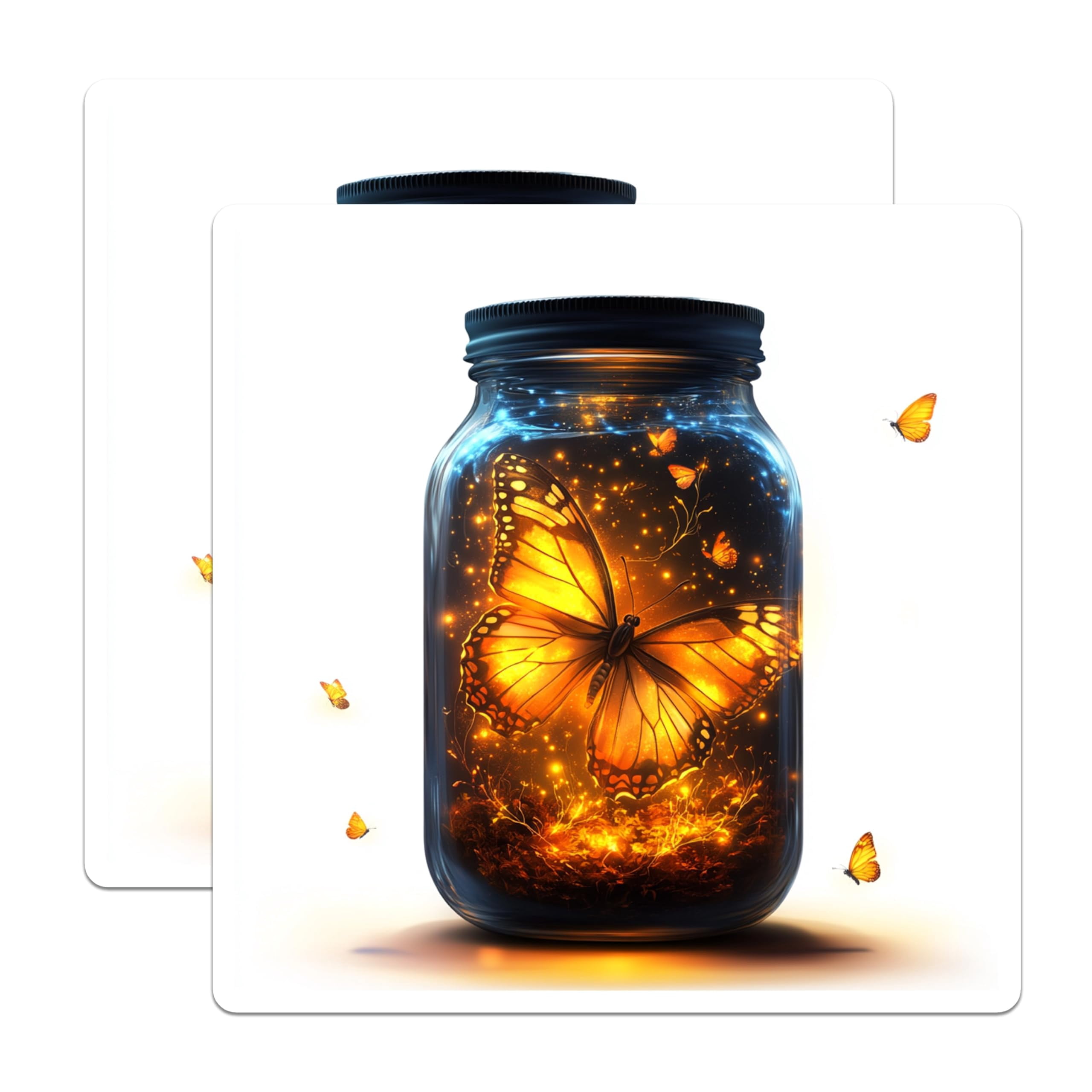 (2 Pack) Enchanted Butterfly Magnets - Glowing Fairy Jar - Whimsical ...