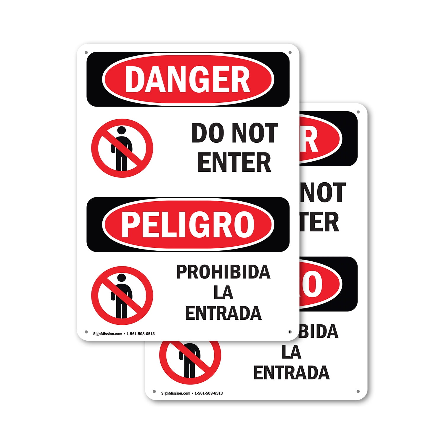 (2 Pack) Do Not Enter Bilingual OSHA Danger Sign 7 Inch X 10 Inch ...