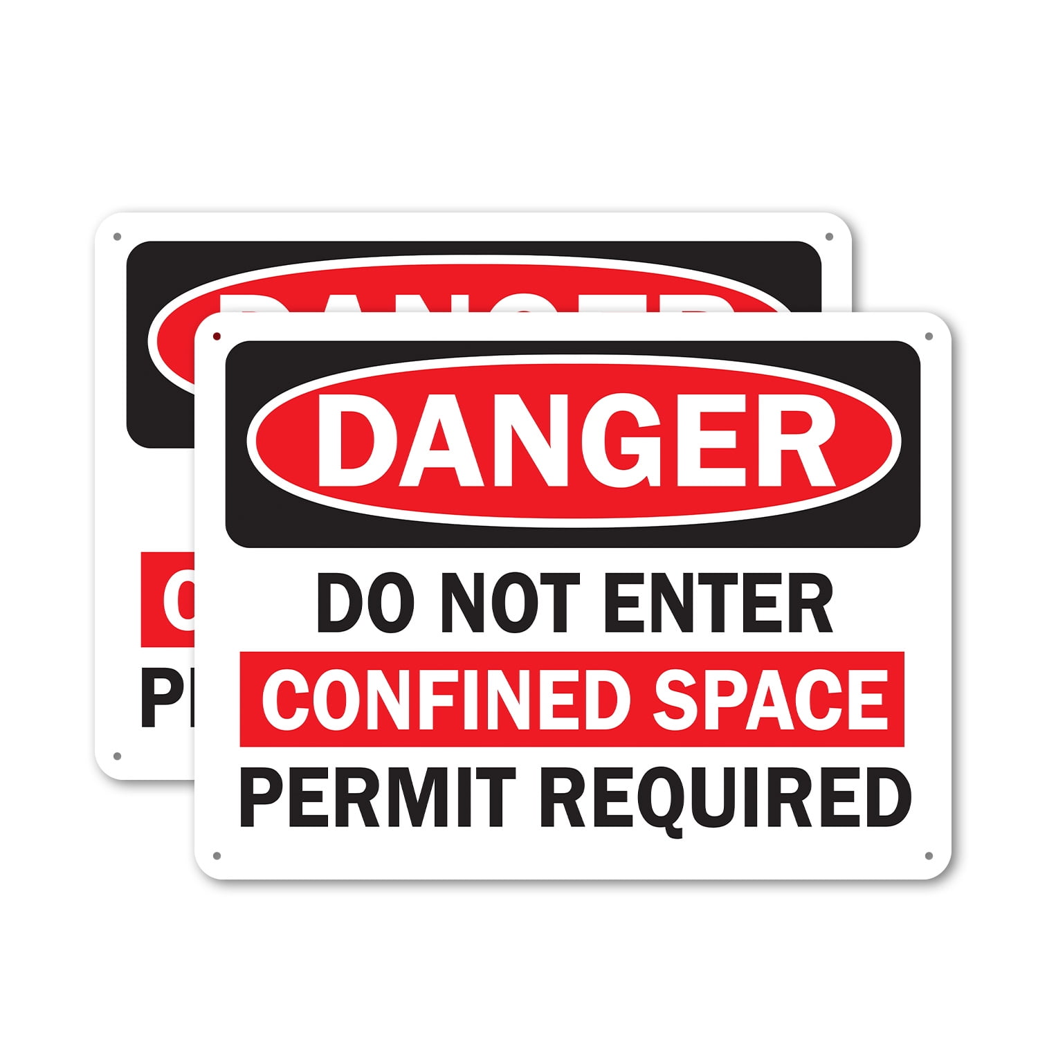 (2 Pack) Do Not Enter Confined Space Permit Required OSHA Danger Sign ...