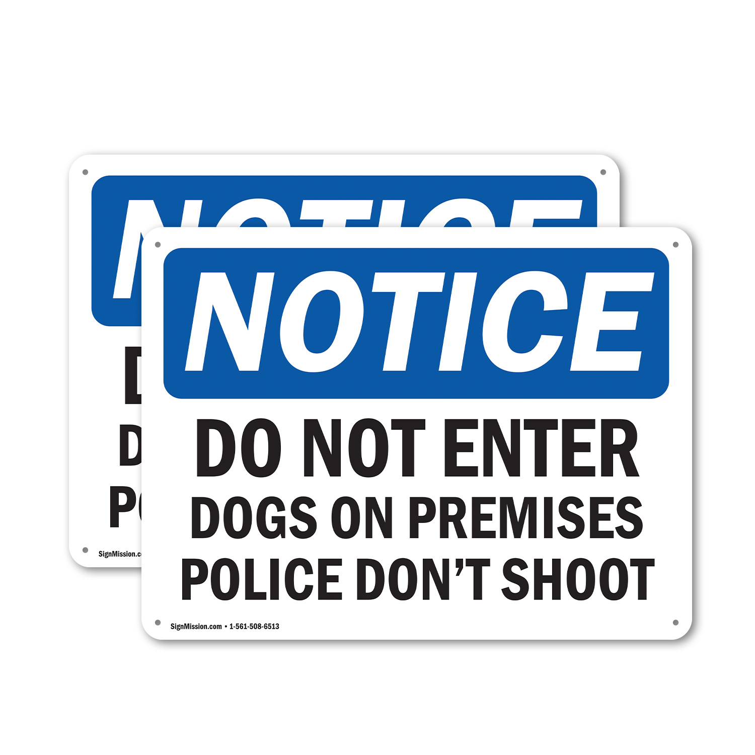 (2 Pack) Do Not Enter Dog On Premises Police Don't Shoot OSHA Notice ...