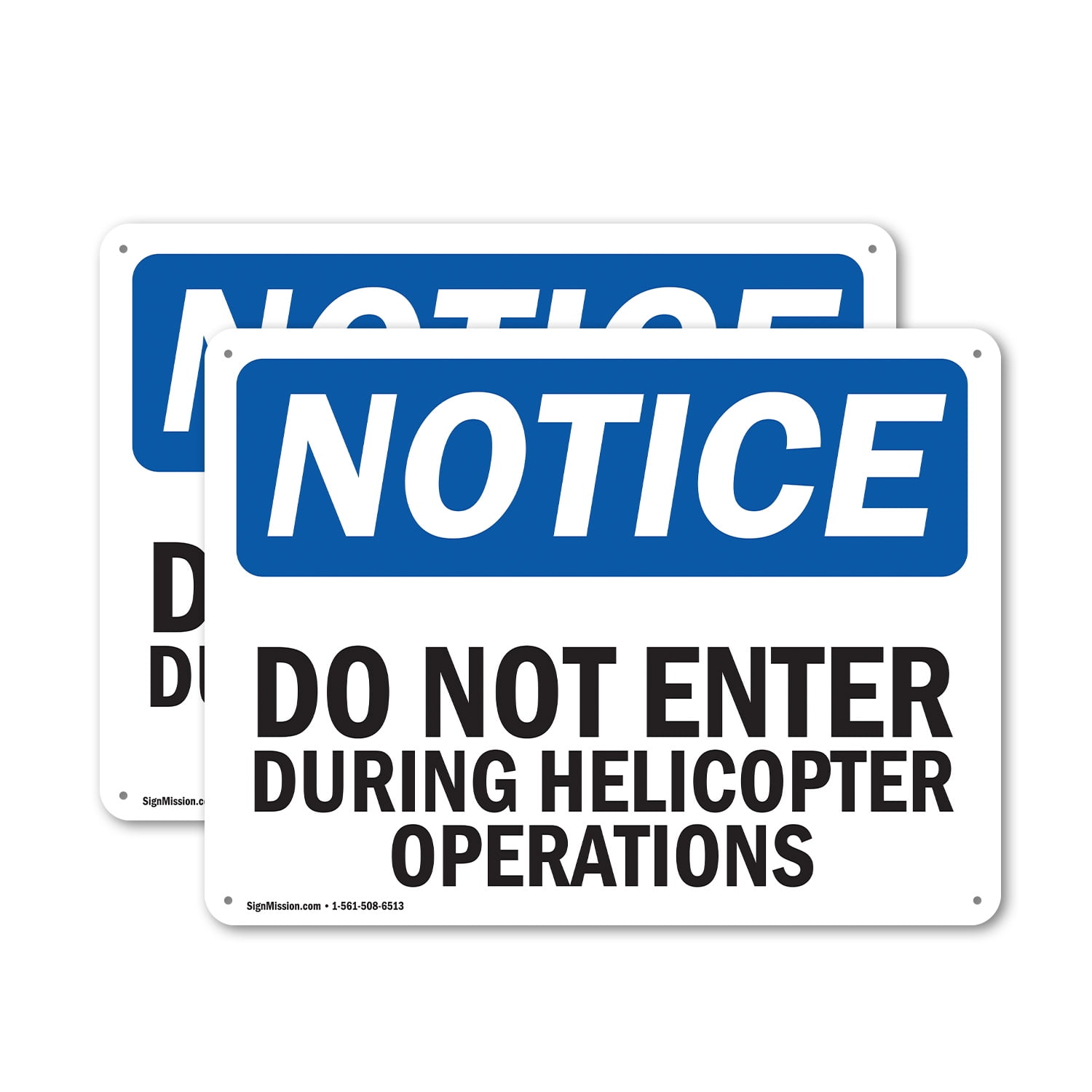 (2 Pack) Do Not Enter During Helicopter Operations OSHA Notice Sign 14 ...