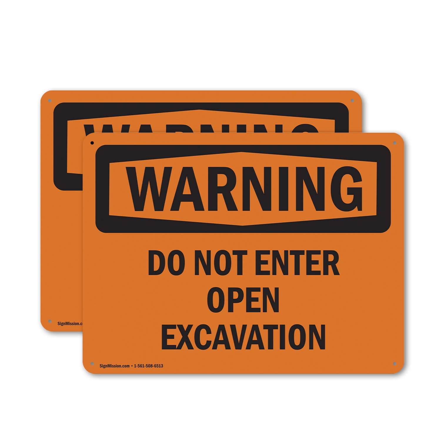 (2 Pack) Do Not Enter Open Excavation OSHA Warning Sign 14 Inch X 10 ...