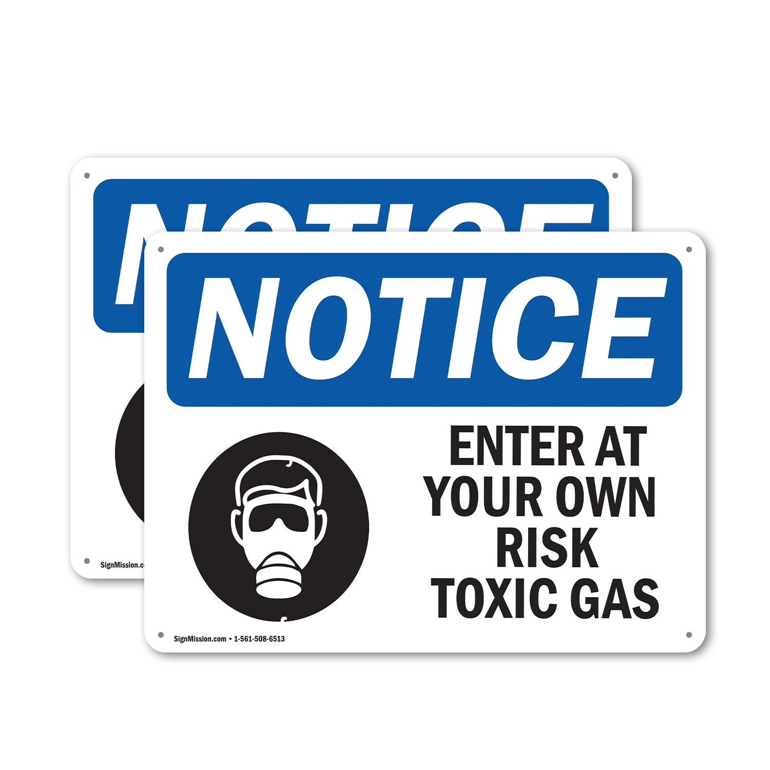 (2 Pack) Enter At Your Own Risk Toxic Gases OSHA Notice Sign 24 Inch X ...
