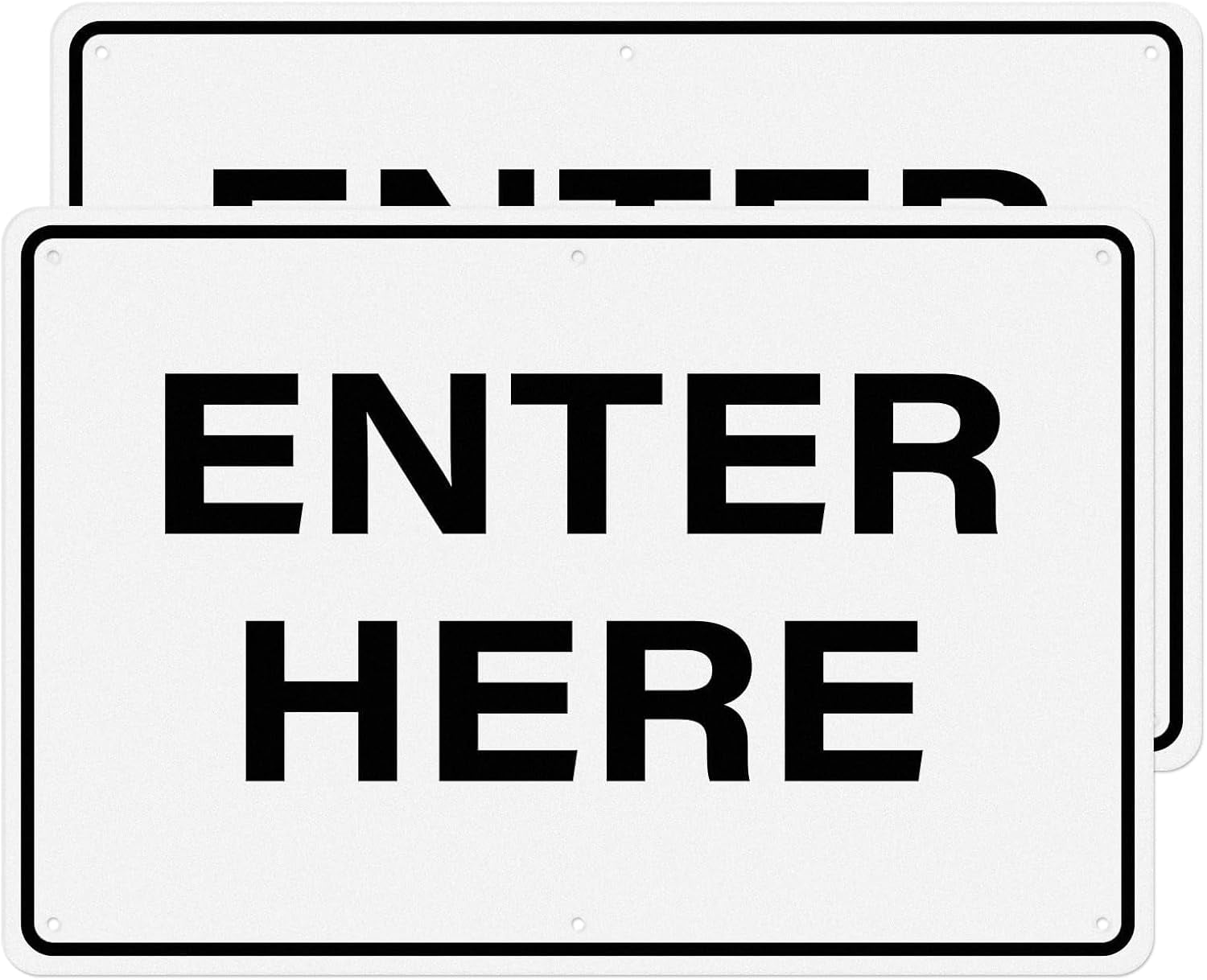 2 Pack Enter Here Signs 18 × 12 Inches Reflective Security Entrance ...