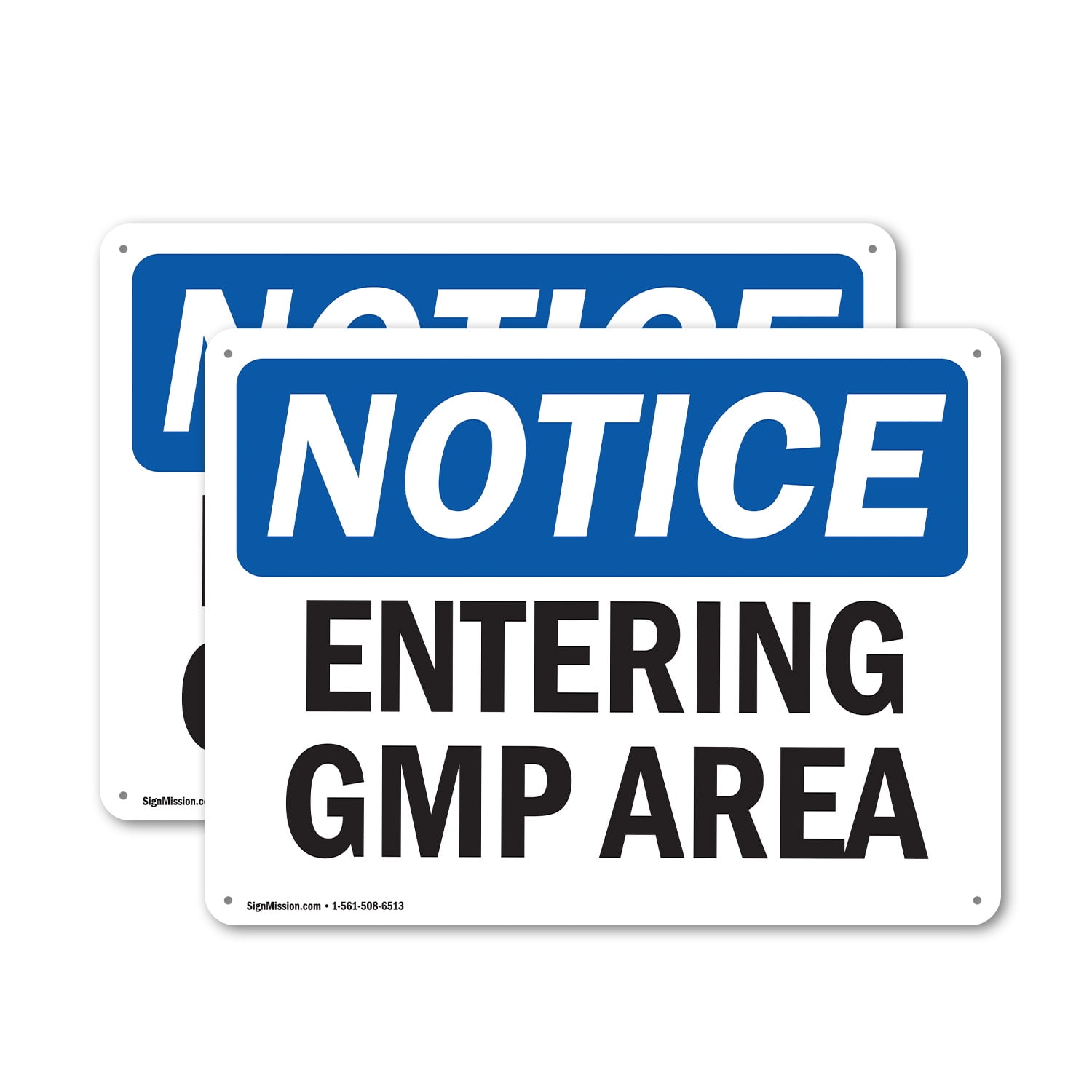 (2 Pack) Entering Gmp Area OSHA Notice Sign 18 Inch X 12 Inch Indoor ...