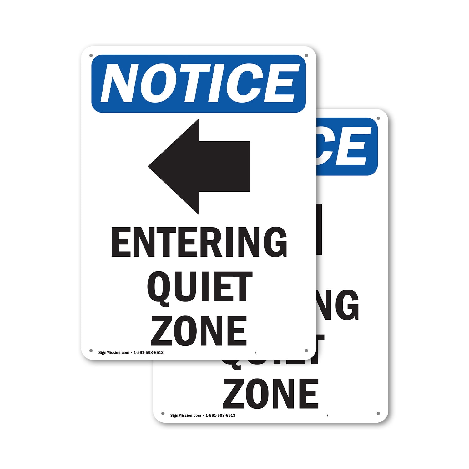 (2 Pack) Entering Quiet Zone OSHA Notice Sign 18 Inch X 24 Inch Plastic ...
