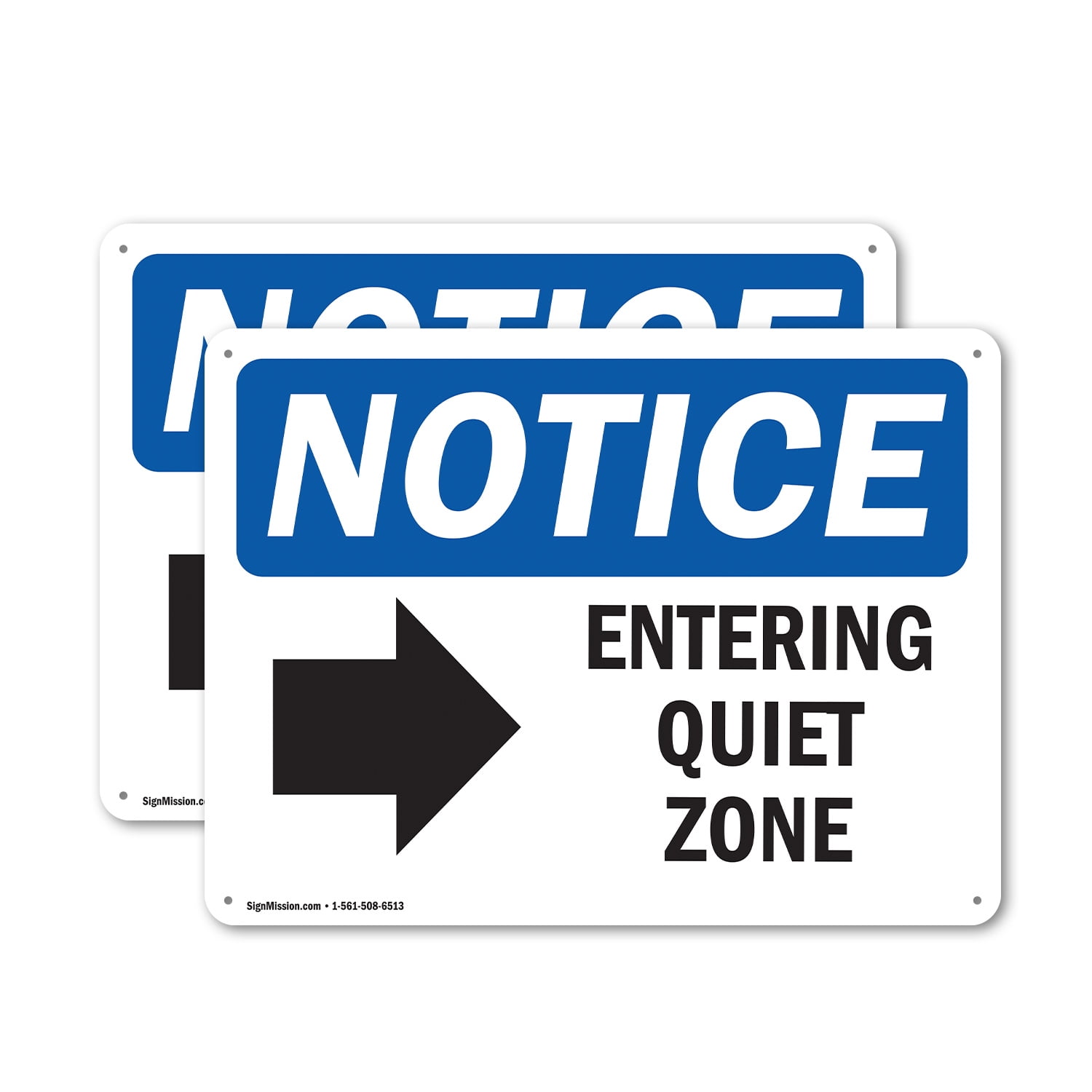 (2 Pack) Entering Quiet Zone [Right Arrow] OSHA Notice Sign 18 Inch X ...