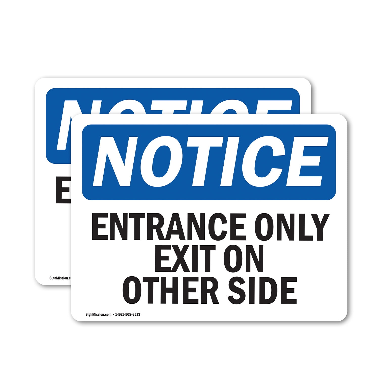 (2 Pack) Entrance Only Exit On Other Side OSHA Notice Sign 18 Inch X 12 ...