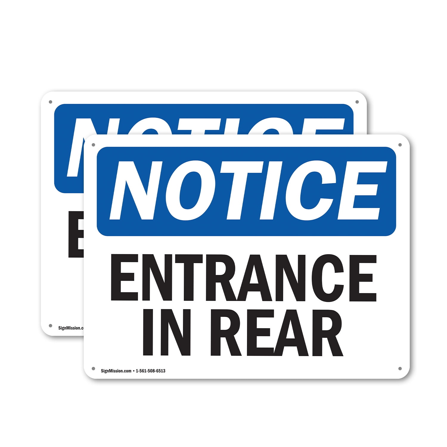 (2 Pack) Entrance In Rear OSHA Notice Sign 24 Inch X 18 Inch Indoor ...