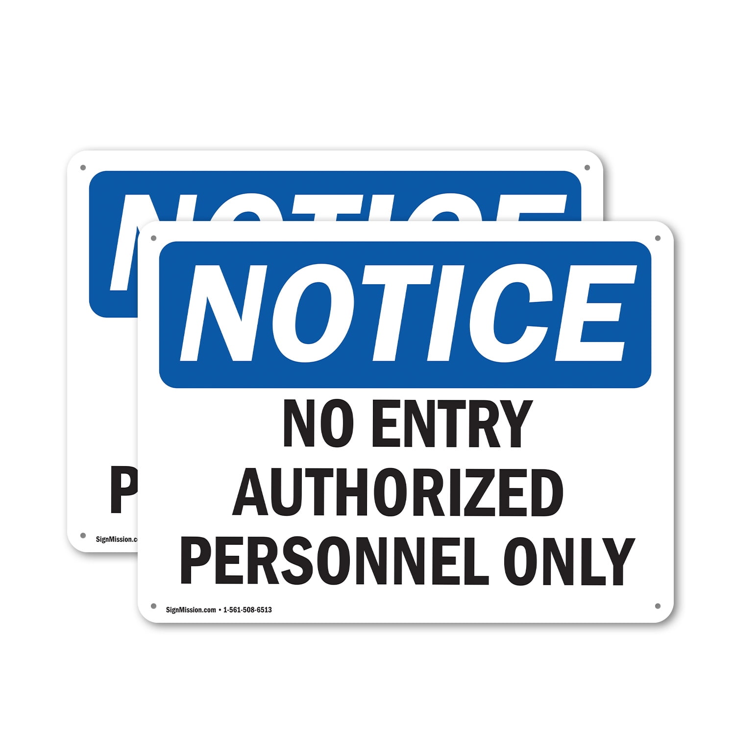 (2 Pack) No Entry Authorized Personnel Only OSHA Notice Sign 24 Inch X ...