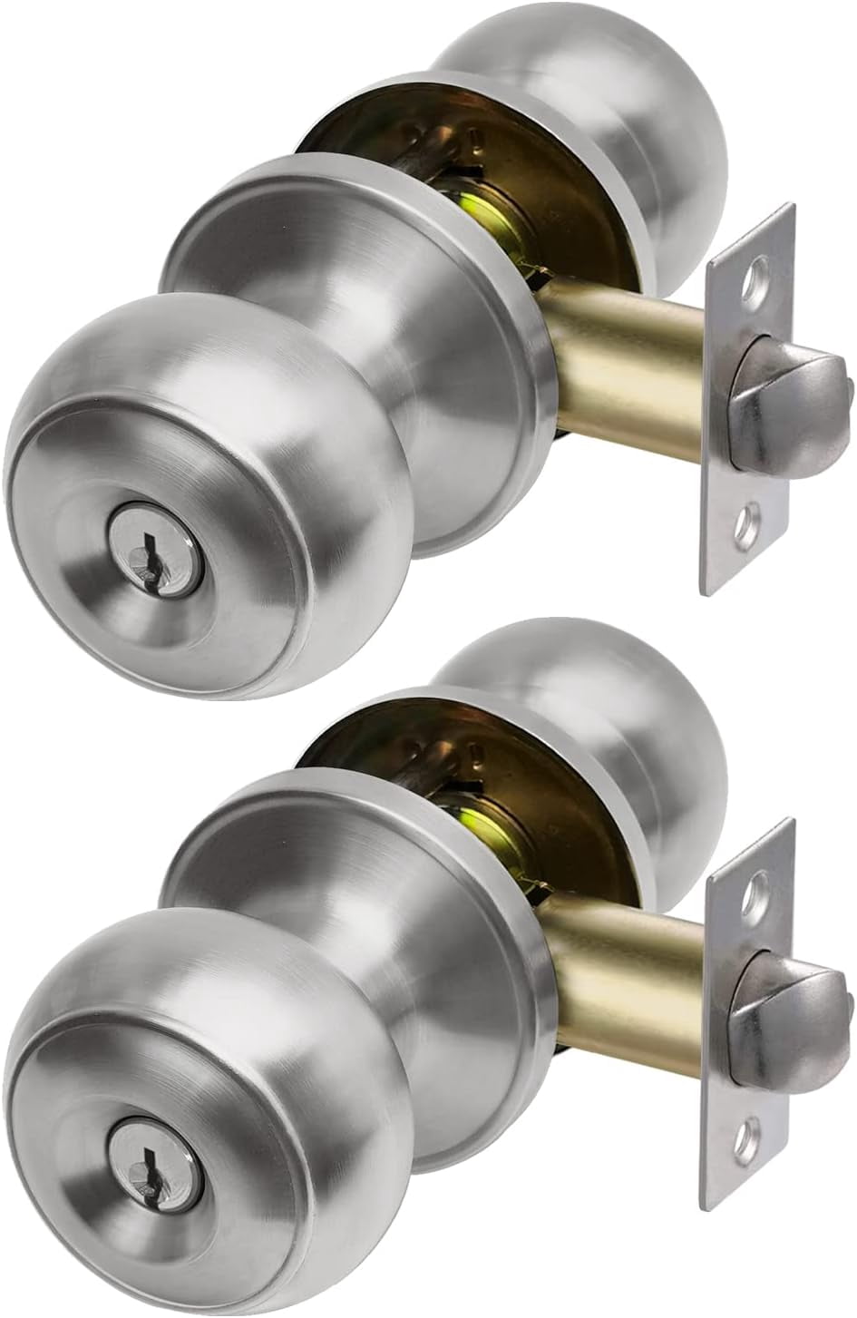 (2 Pack) Entry Door Knob, Keyed Different Door Lock Sets in Solid ...
