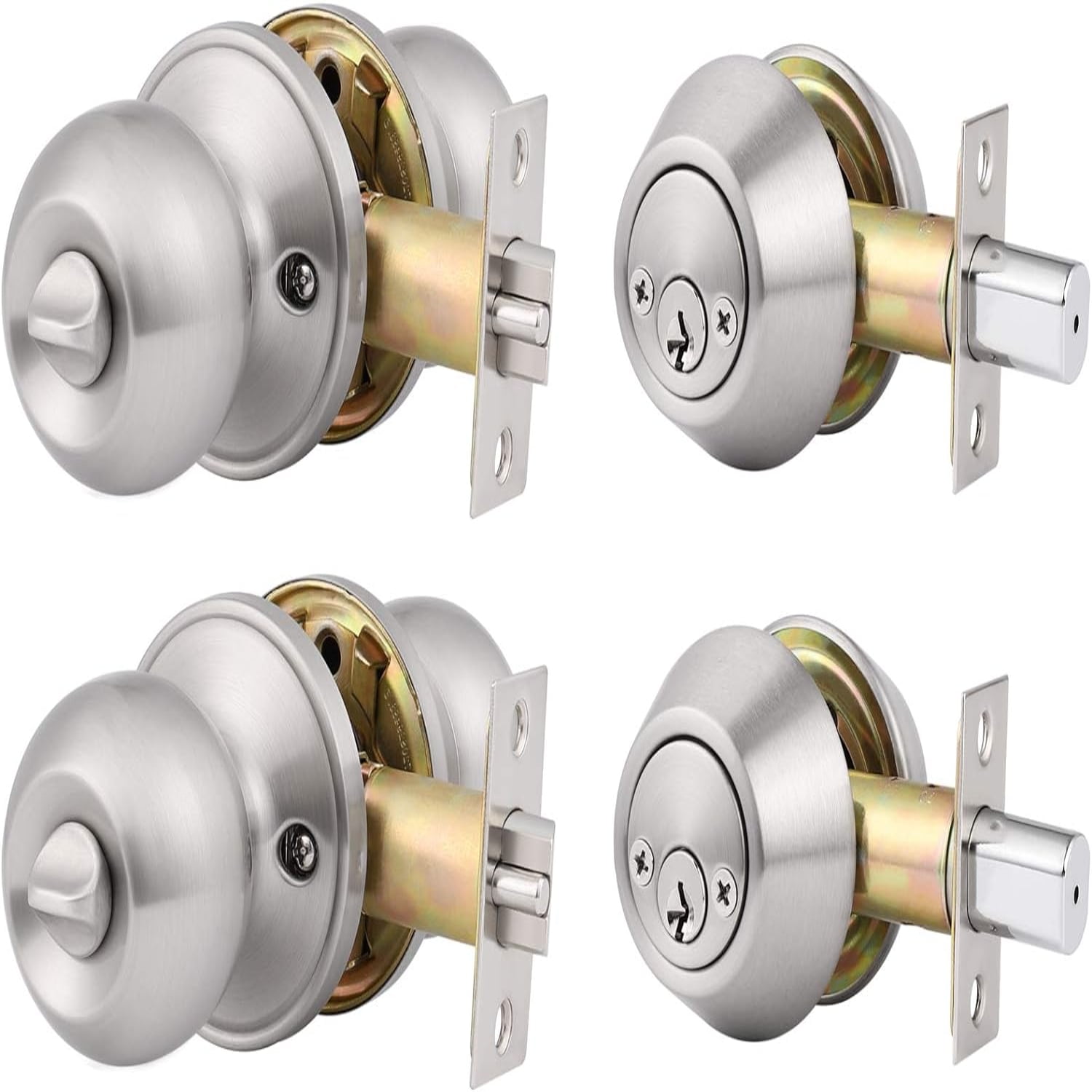 2 Pack Entry Door Knob and Single Cylinder Deadbolt Combination Set ...