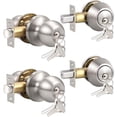 2 Pack Entry Door Knobs with Double Cylinder Deadbolt, Same Keys One ...