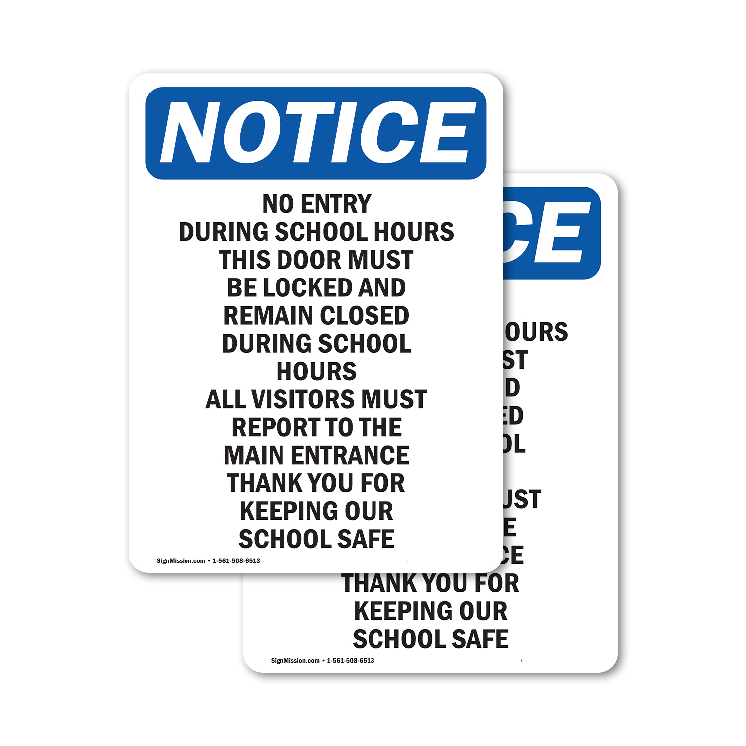 (2 Pack) No Entry During School Hours This OSHA Notice Sign 12 Inch X ...