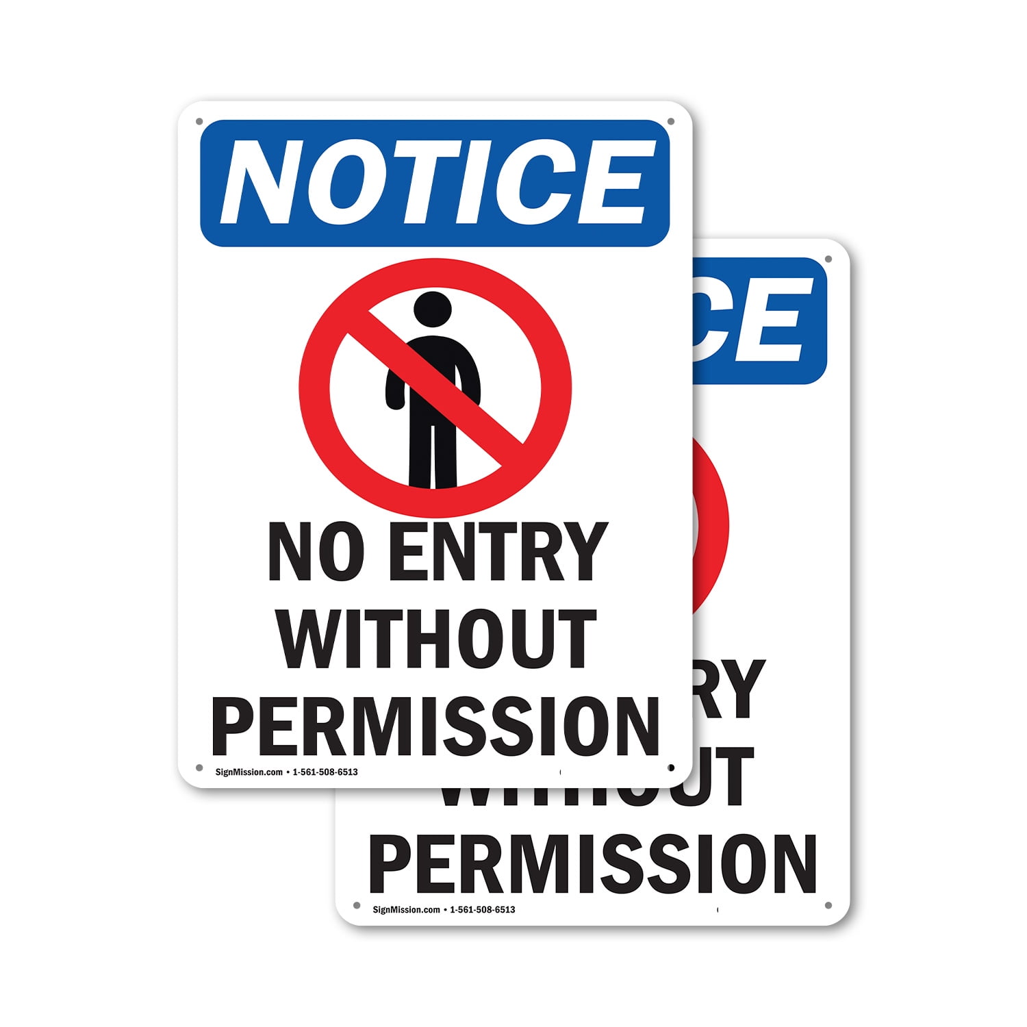 (2 Pack) No Entry Without Permission OSHA Notice Sign 18 Inch X 24 Inch ...