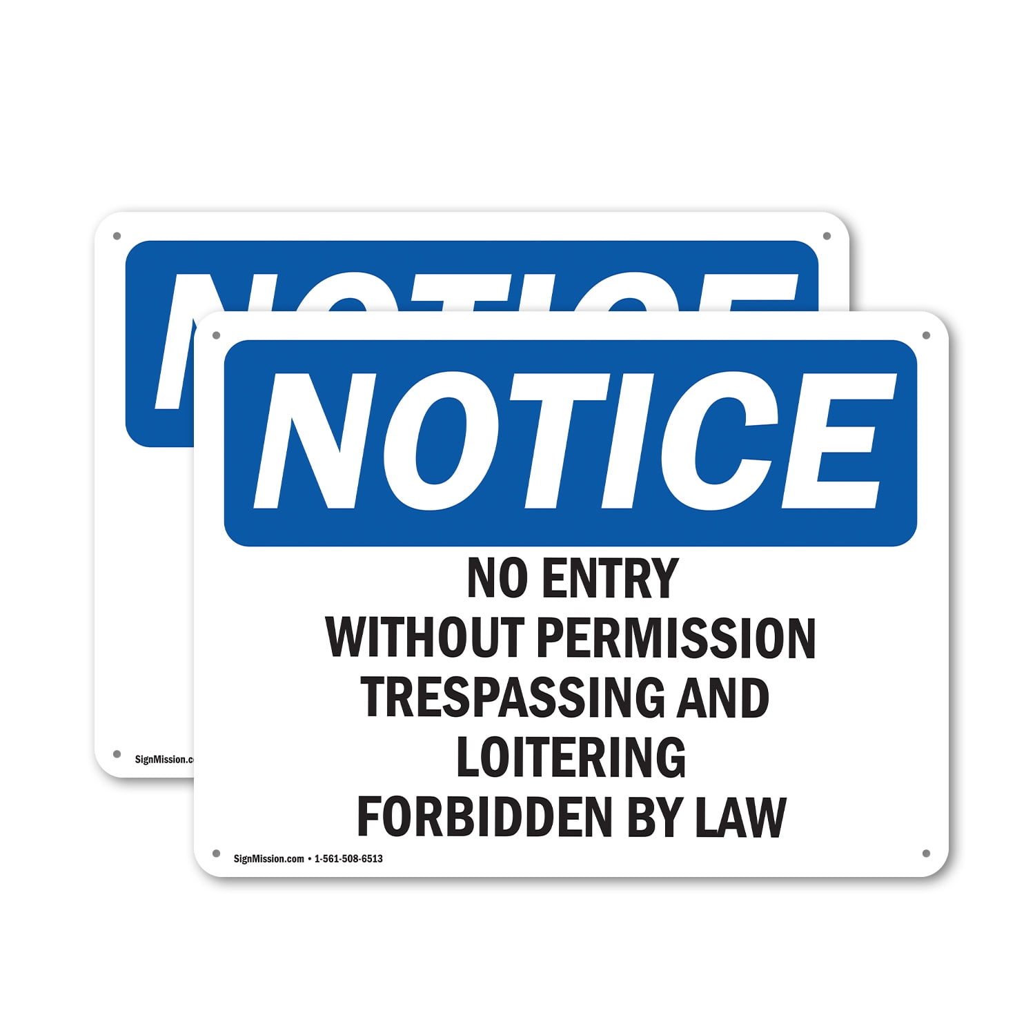 (2 Pack) No Entry Without Permission Trespassing OSHA Notice Sign 14 Inch X 10 Inch Indoor ...