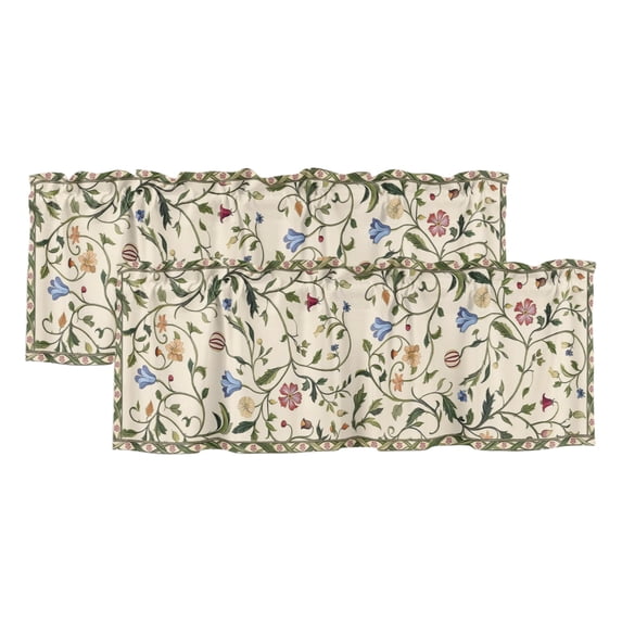 2 Pack Entwined Vine Valance for Window Vintage Rustic Floral Yellow ...