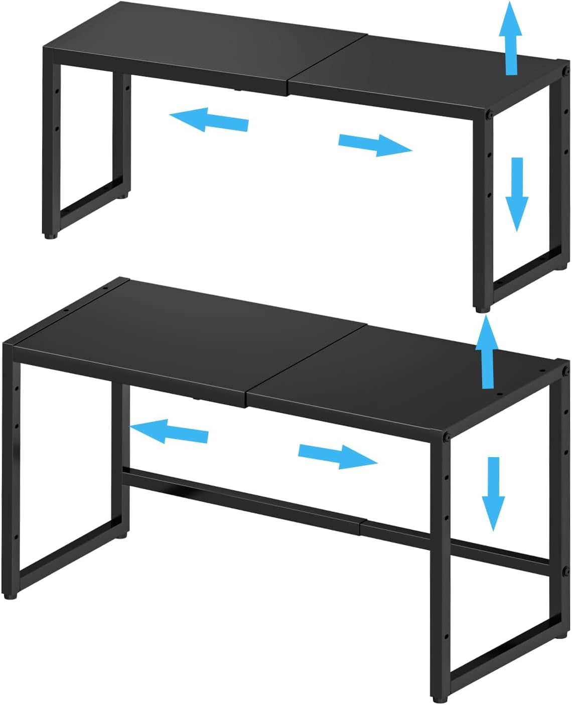 2 Pack Epandable Cabinet Countertop Shelves (Small + Large), Heavy Duty ...