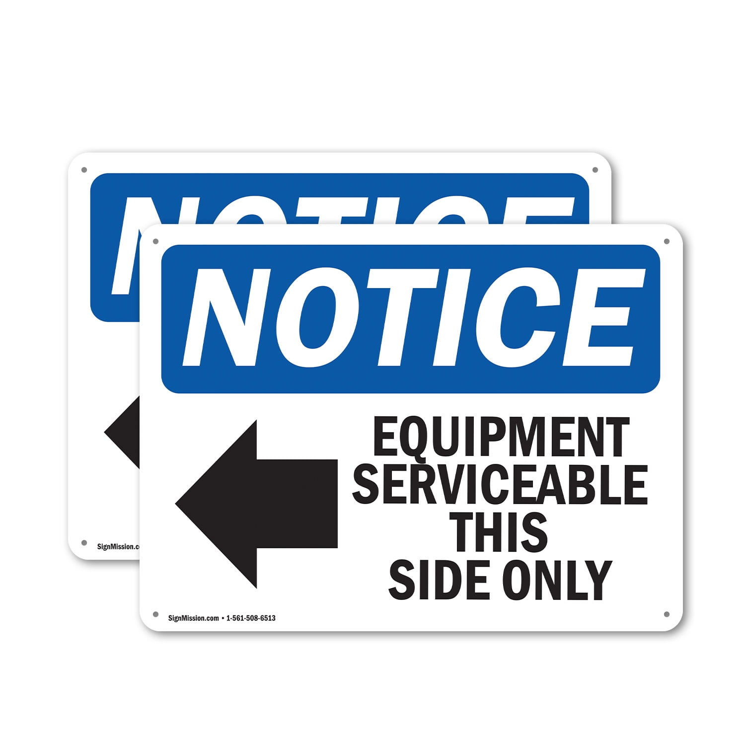 (2 Pack) Equipment Serviceable This Side OSHA Notice Sign 24 Inch X 18 ...