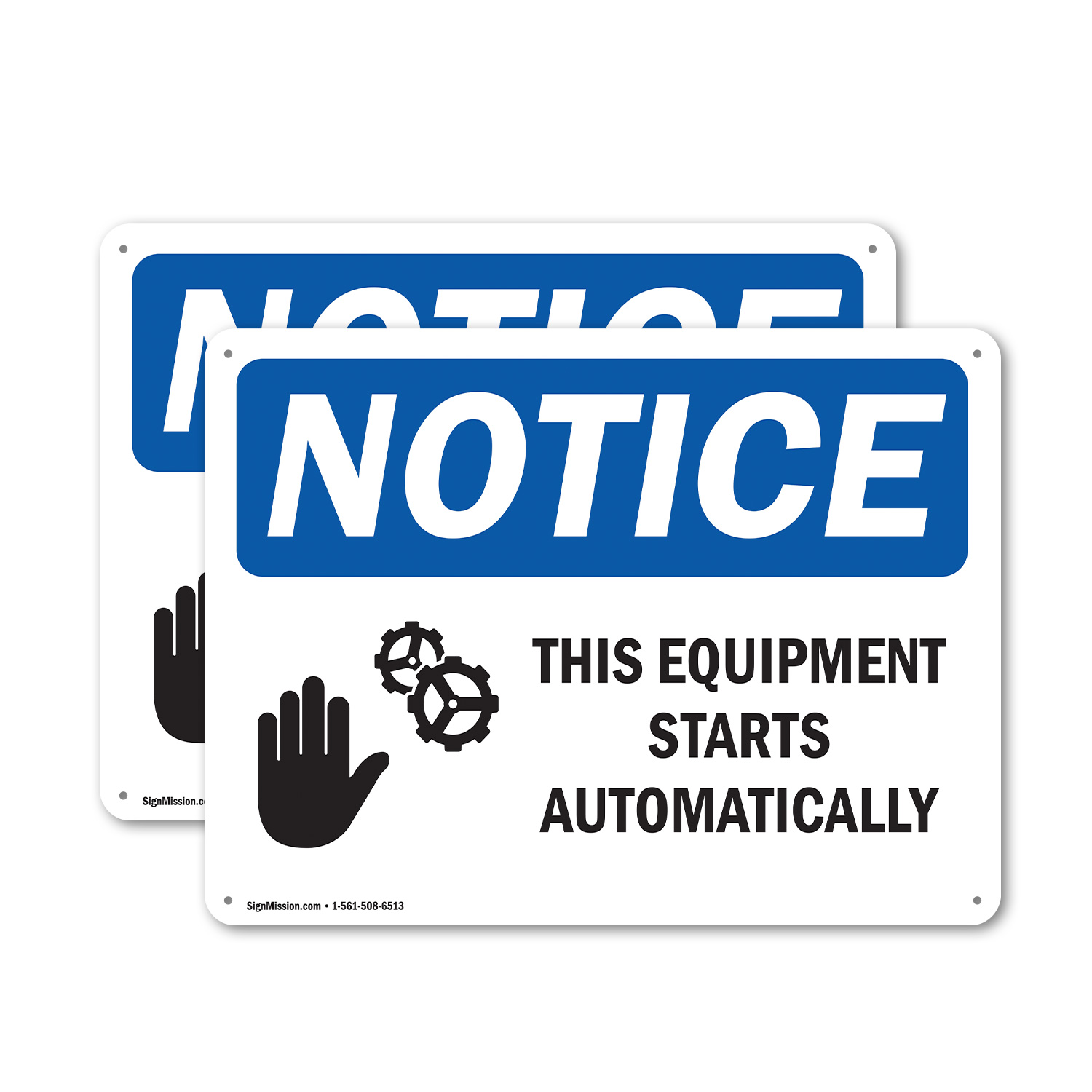 (2 Pack) This Equipment Starts Automatically OSHA Notice Sign 24 Inch X ...