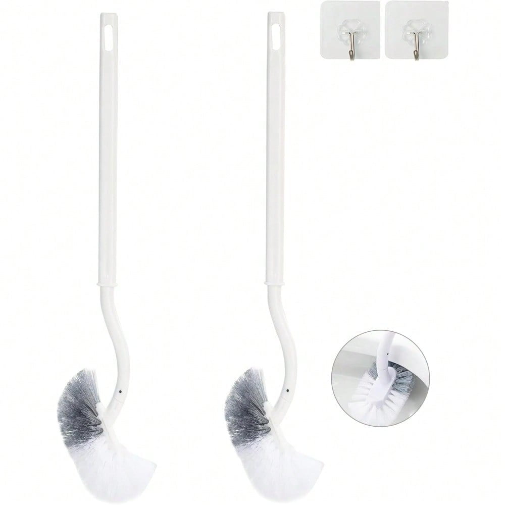 2-Pack Ergonomic Toilet Cleaning Brushes | Curved Design For Under-Rim ...