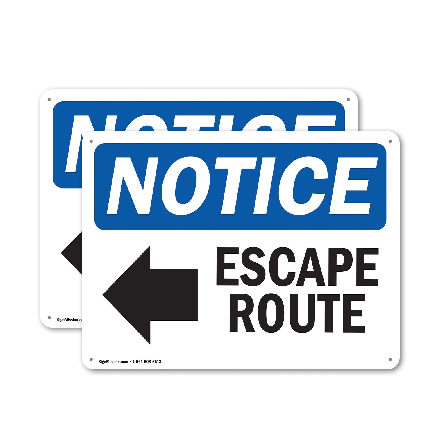 (2 Pack) Escape Route [Left Arrow] OSHA Notice Sign 24 Inch X 18 Inch ...