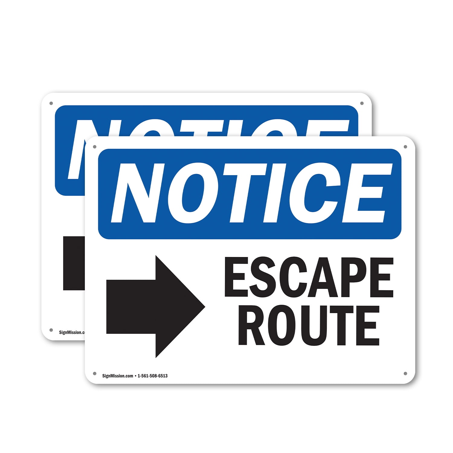 (2 Pack) Escape Route [Right Arrow] OSHA Notice Sign 24 Inch X 18 Inch ...