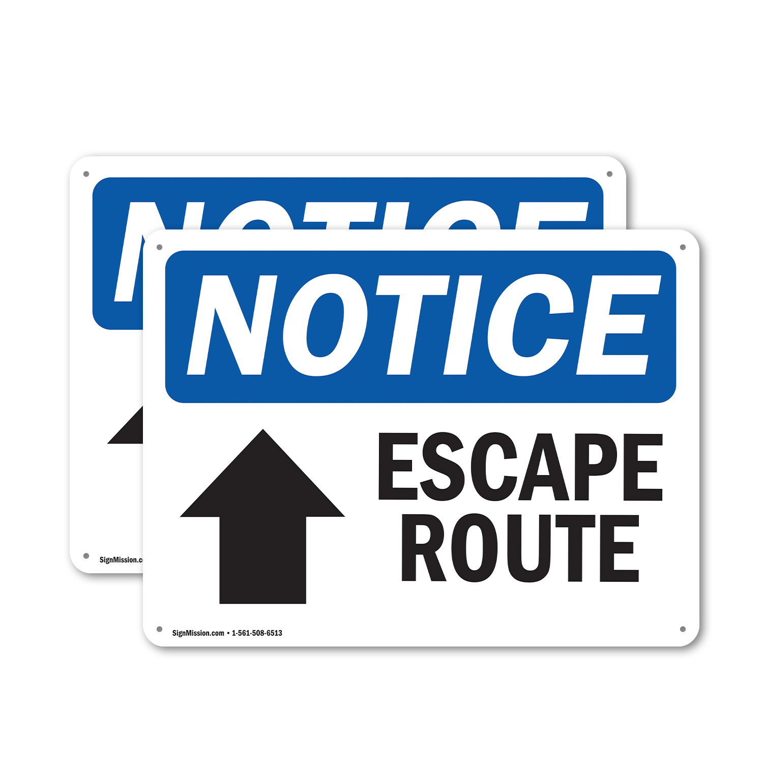 (2 Pack) Escape Route [Up Arrow] OSHA Notice Sign 18 Inch X 12 Inch ...