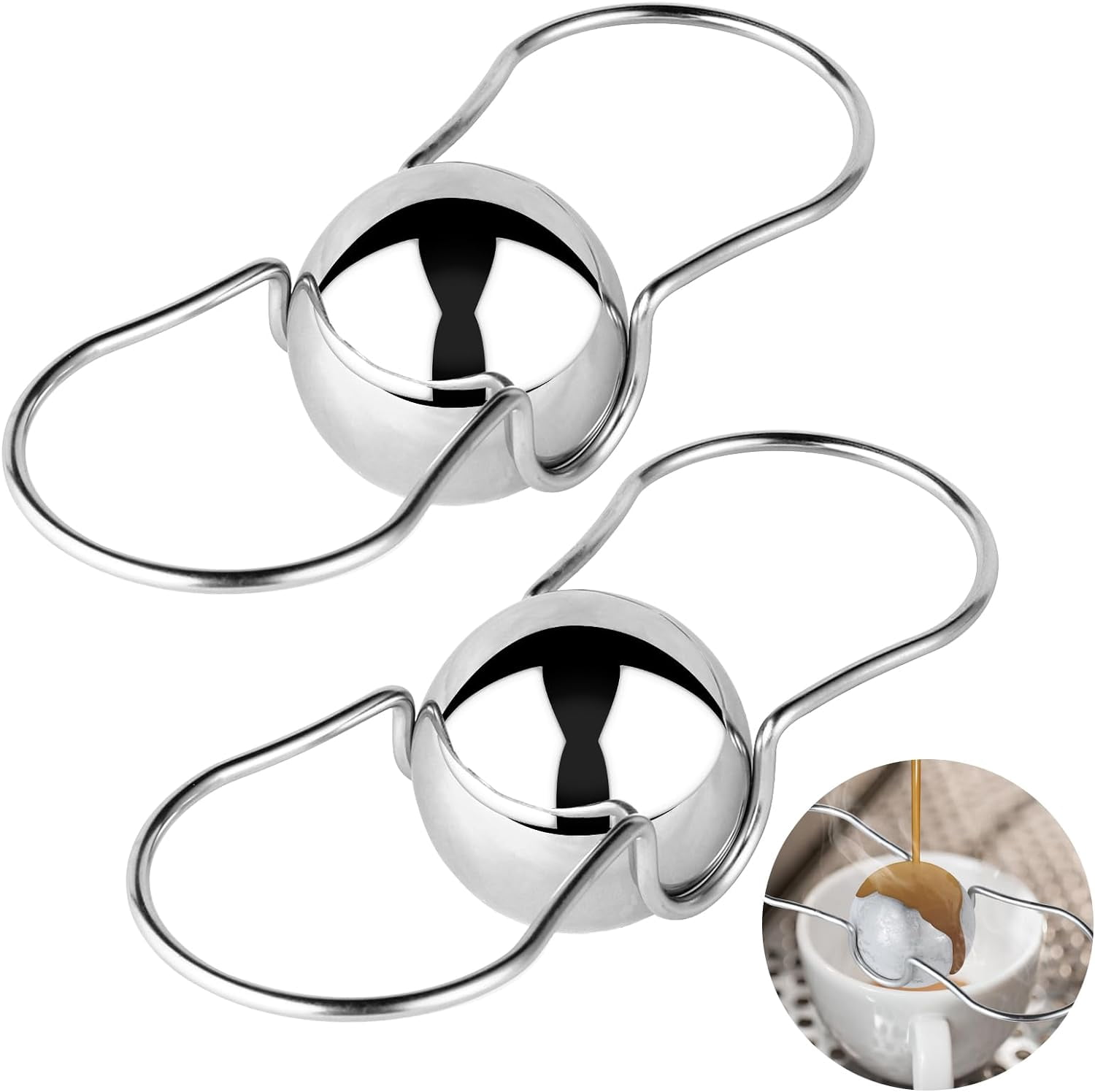 2 Pack Espresso Frozen Ball for Espresso Coffee, Stainless Steel ...