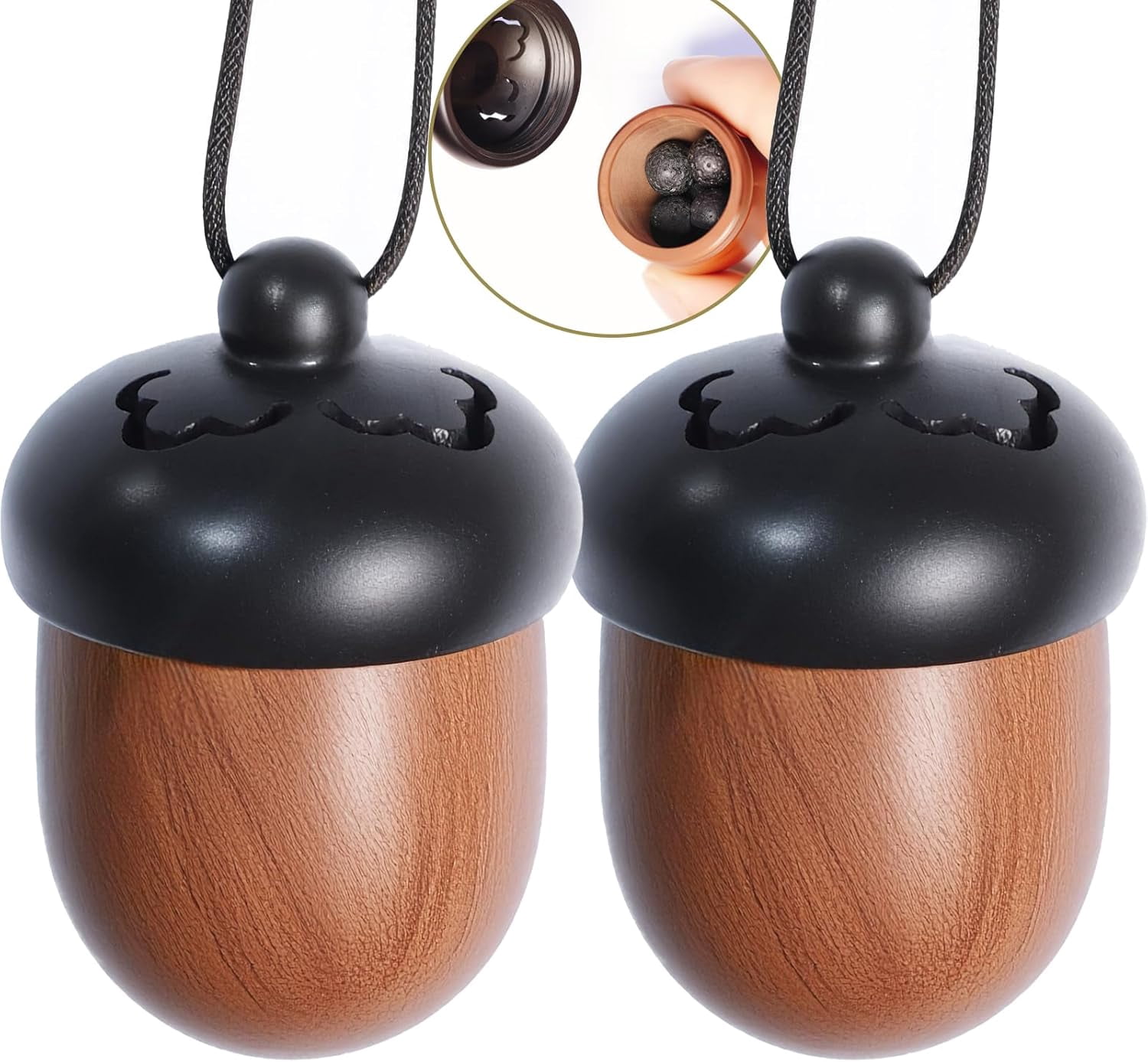 2 Pack Essential Oil Car Diffuser, Wooden Acorn Decor Cute Car Air ...