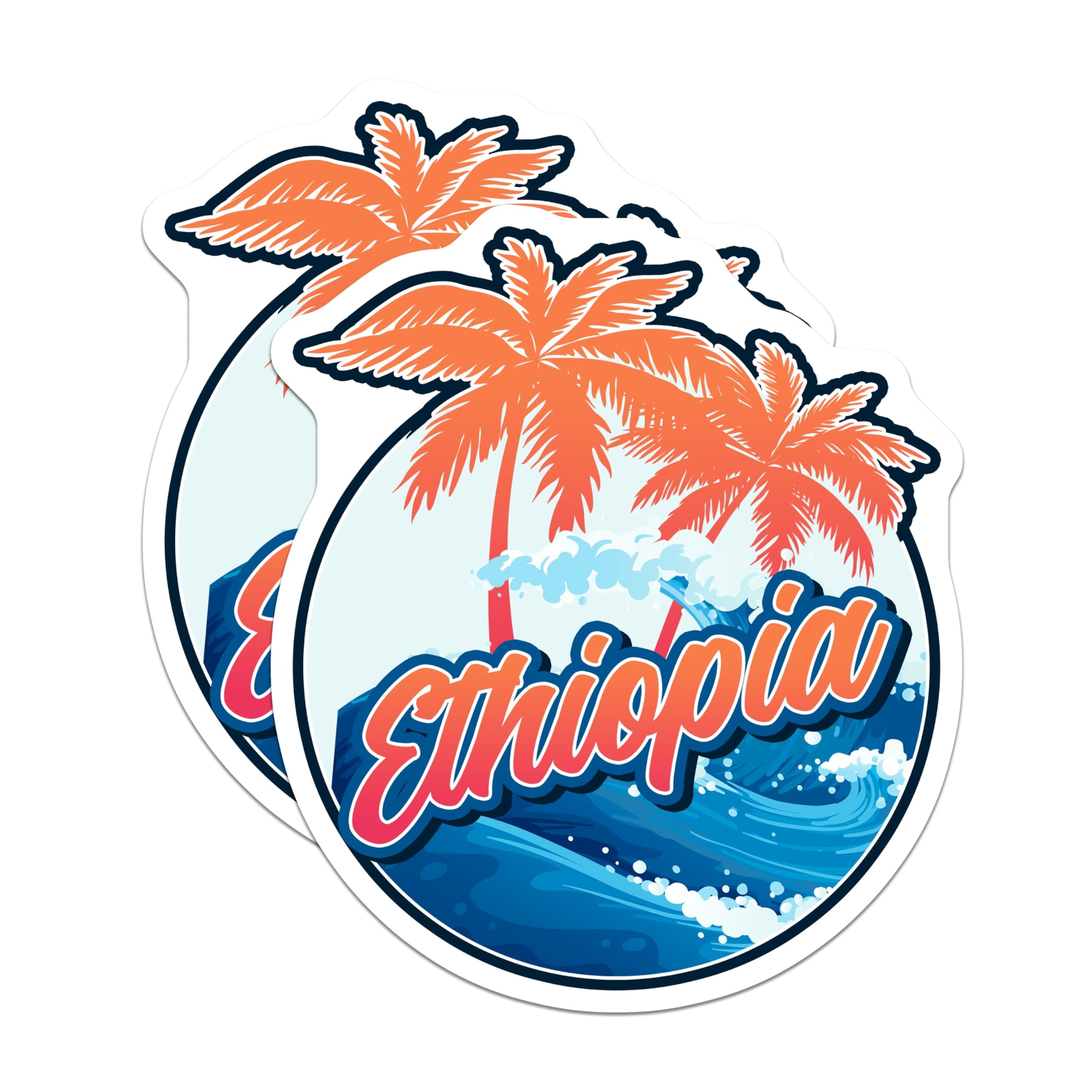 (2 Pack) Ethiopia Stickers - Travel Destination Decals - Tropical Palm ...
