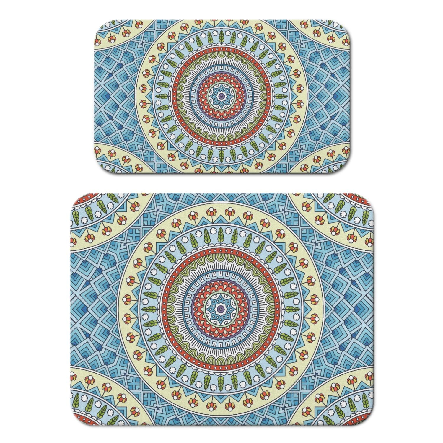 2 Pack Ethnic Inspired Symmetrical Coffee Mat Set - Tribal Boho Design ...