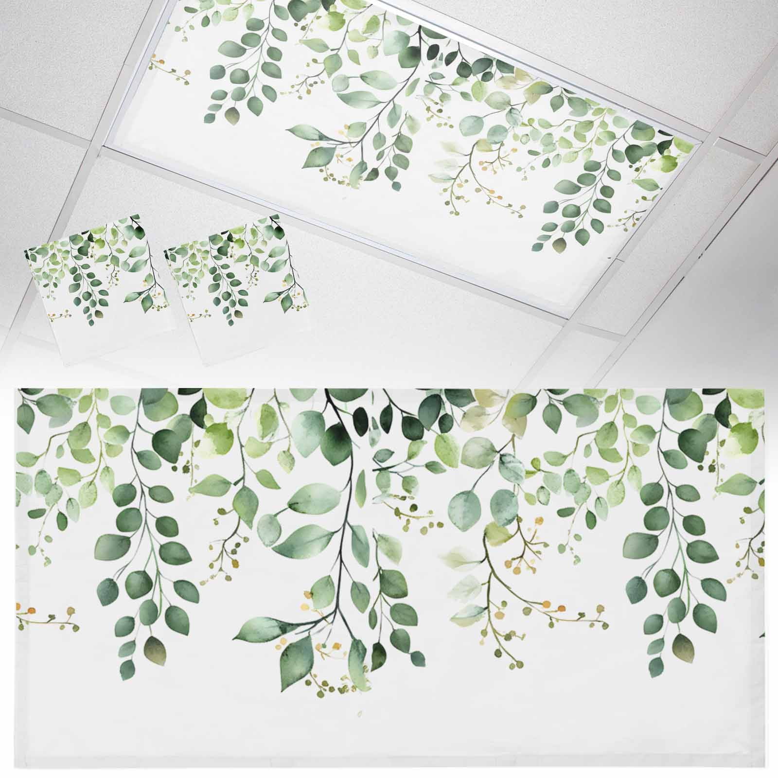 2 Pack Eucalyptus Leaf Fluorescent Light Covers for Ceiling Lights ...