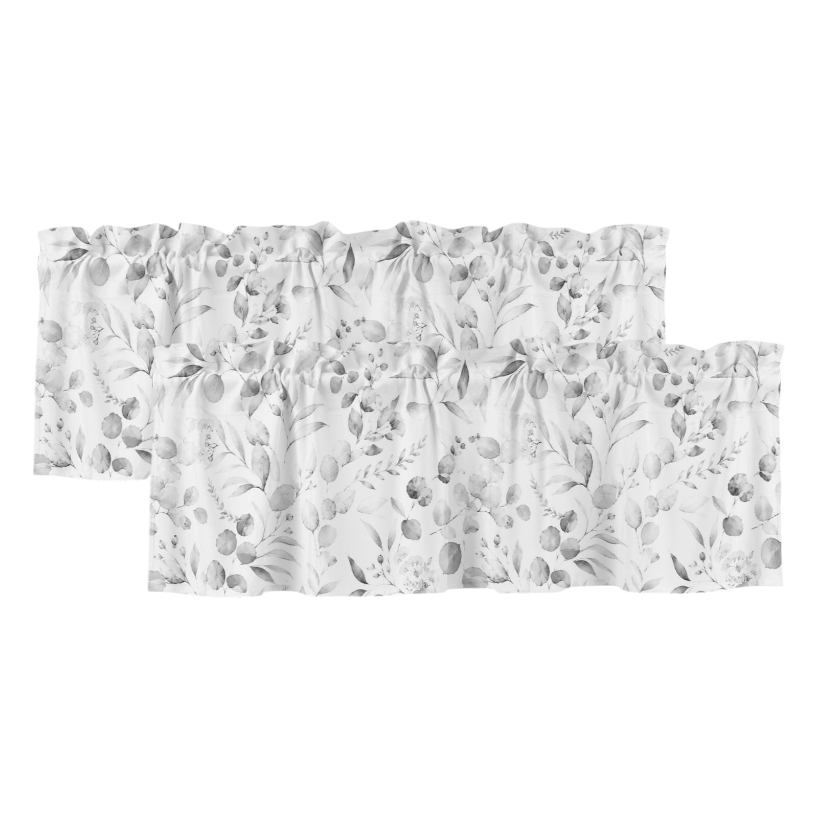 2 Pack Eucalyptus Leaf Valance for Window Gray Watercolor Botanical ...