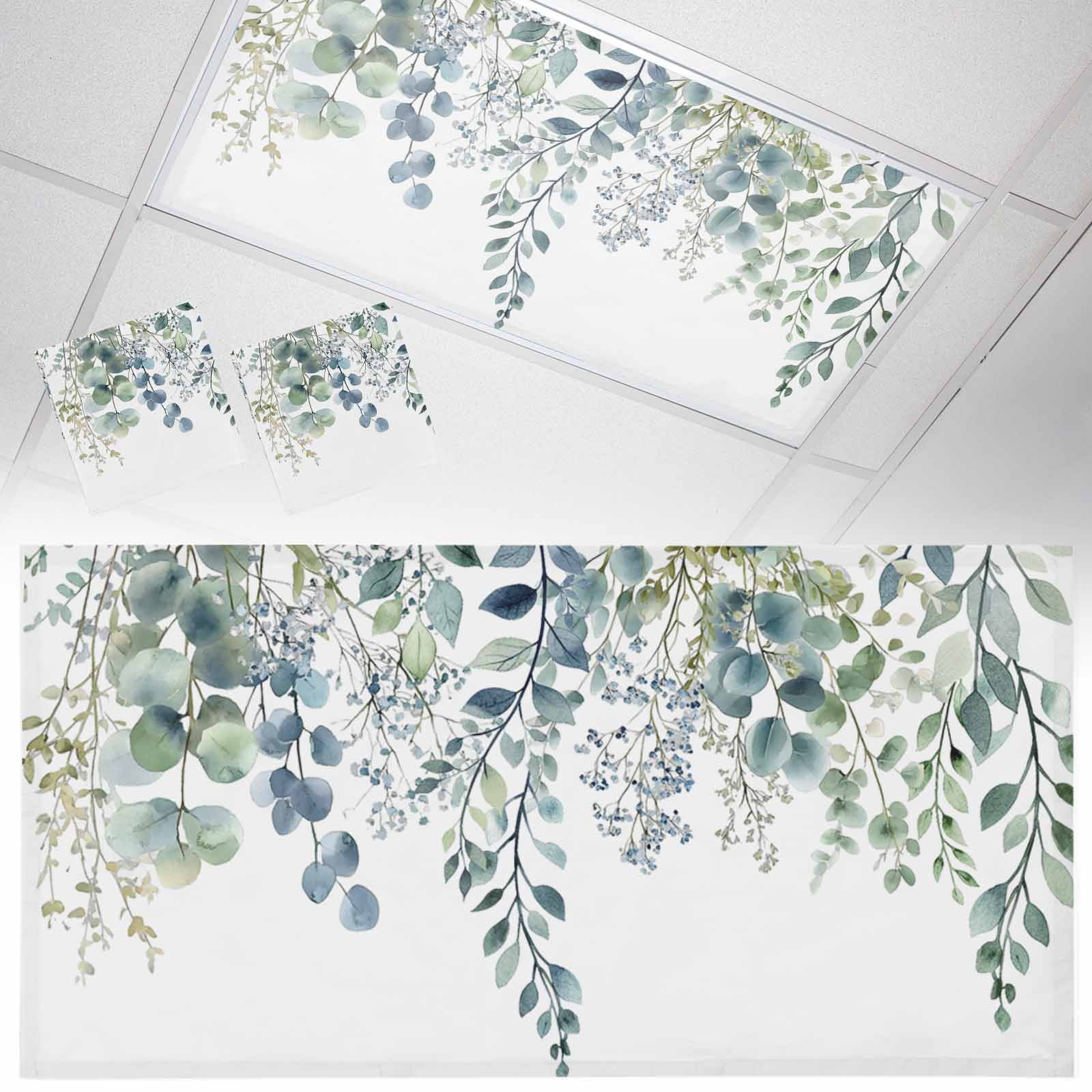 2 Pack Eucalyptus Leaves Fluorescent Light Covers for Ceiling Lights ...